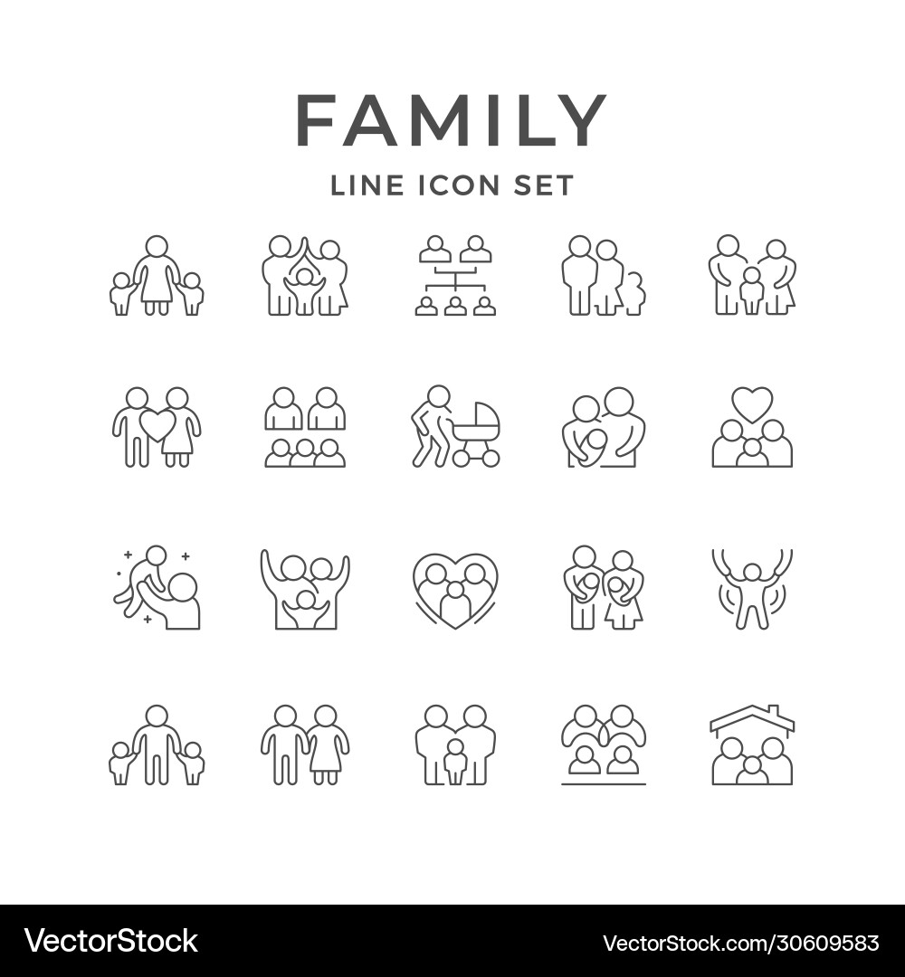 Set line icons family Royalty Free Vector Image