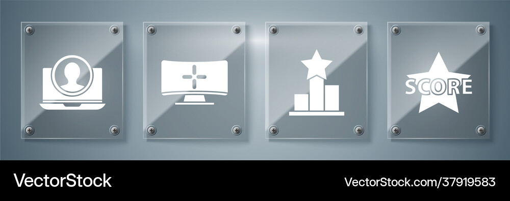 Set star star computer monitor and create Vector Image