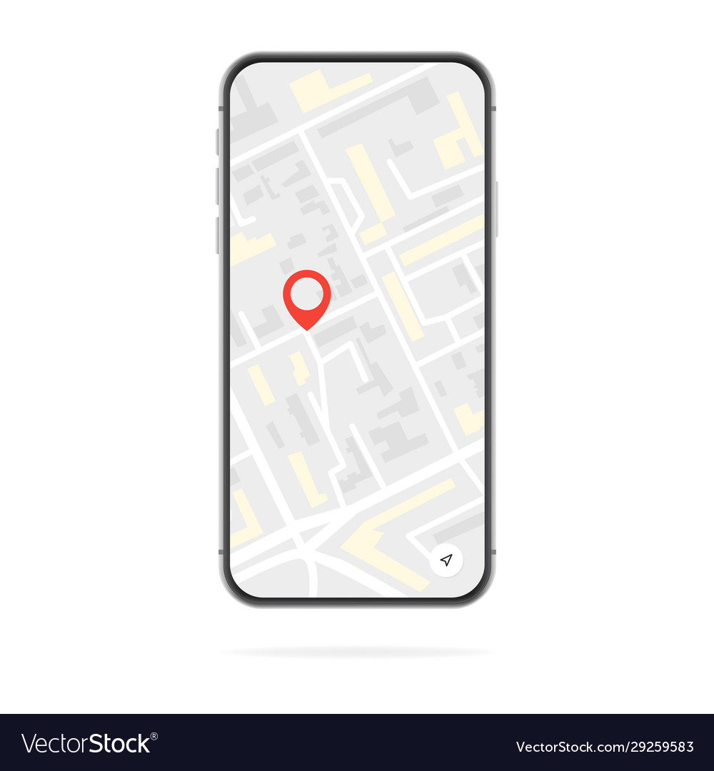 Smartphone with a map on phone screen Royalty Free Vector