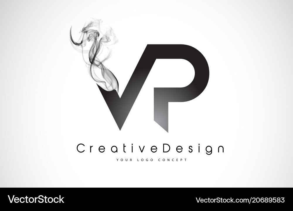 Vp letter logo design with black smoke Royalty Free Vector
