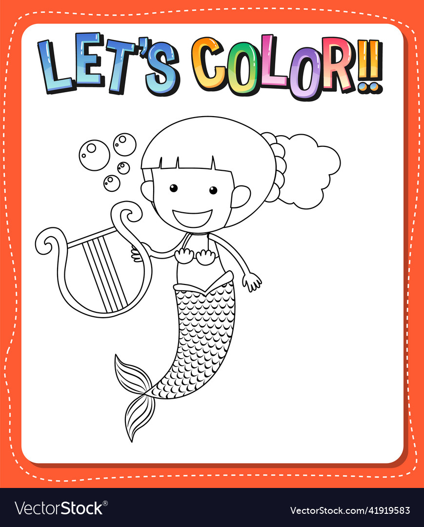 Worksheets template with lets color text Vector Image
