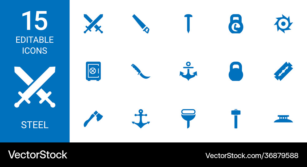15 steel icons Royalty Free Vector Image - VectorStock