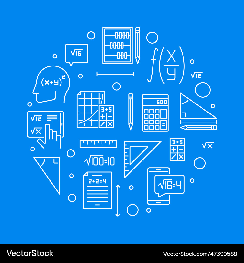 Algebra and mathematics concept line round banner Vector Image