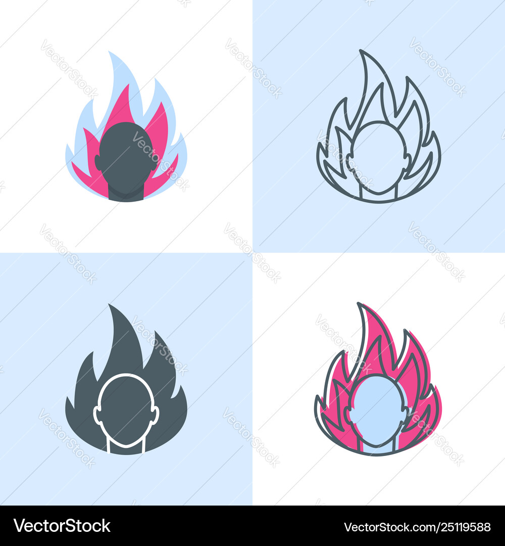 Anger concept icon set in flat and line styles Vector Image
