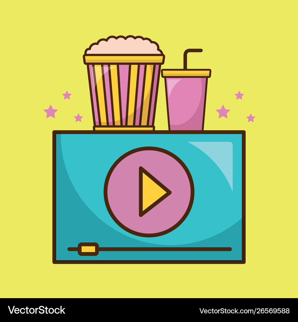 Cinema icon set over yellow background design Vector Image