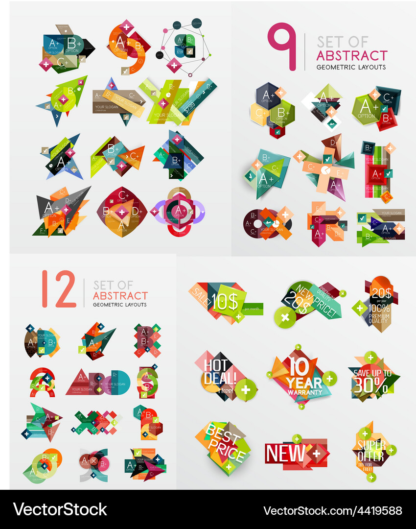 Colorful abstract geometric layouts mega Vector Image