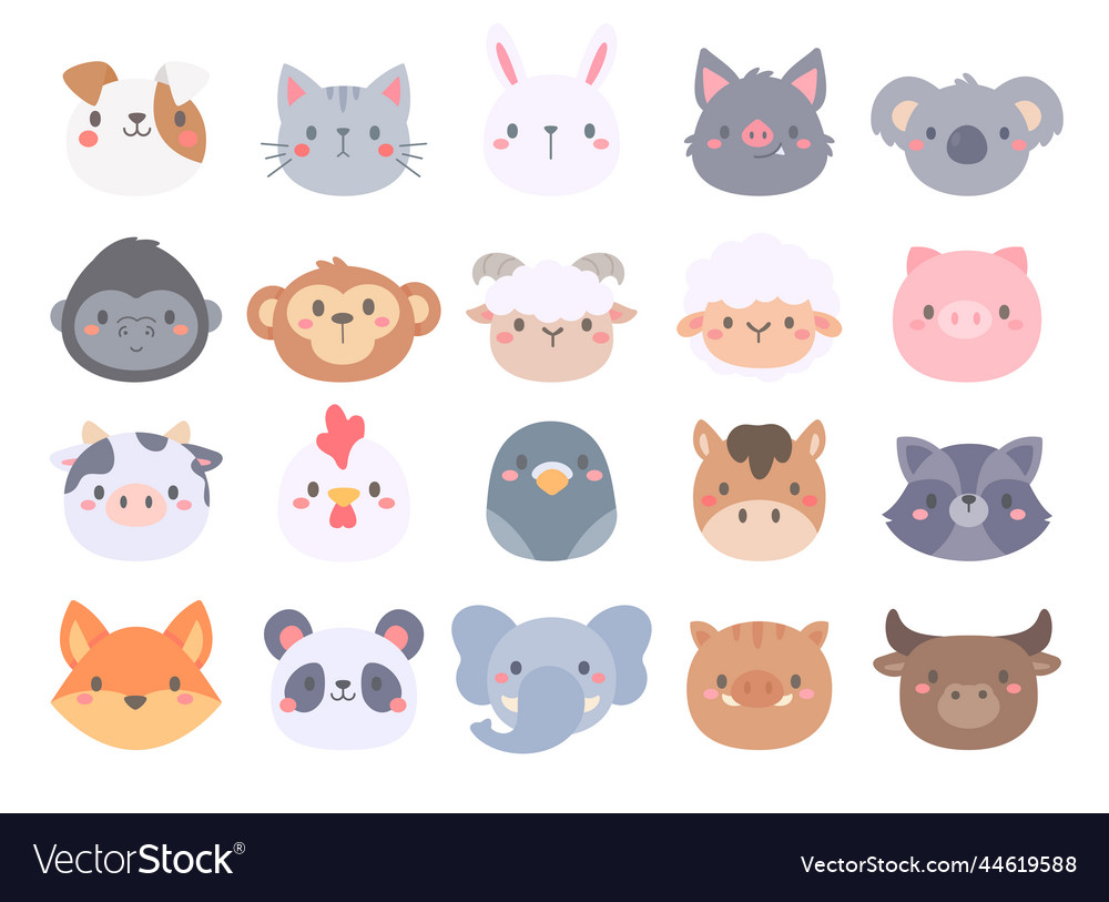 Cute animal cartoon face in the zoo children Vector Image