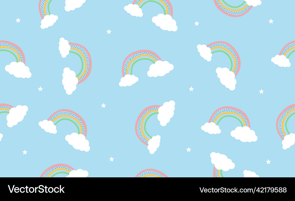 Cute rainbow in pastel colors seamless pattern Vector Image