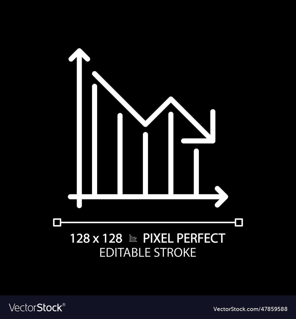 Decrease graph white linear icon for dark theme Vector Image
