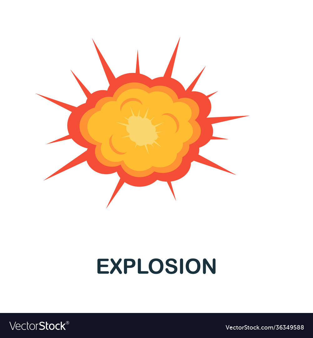 Explosion flat icon color simple element from Vector Image