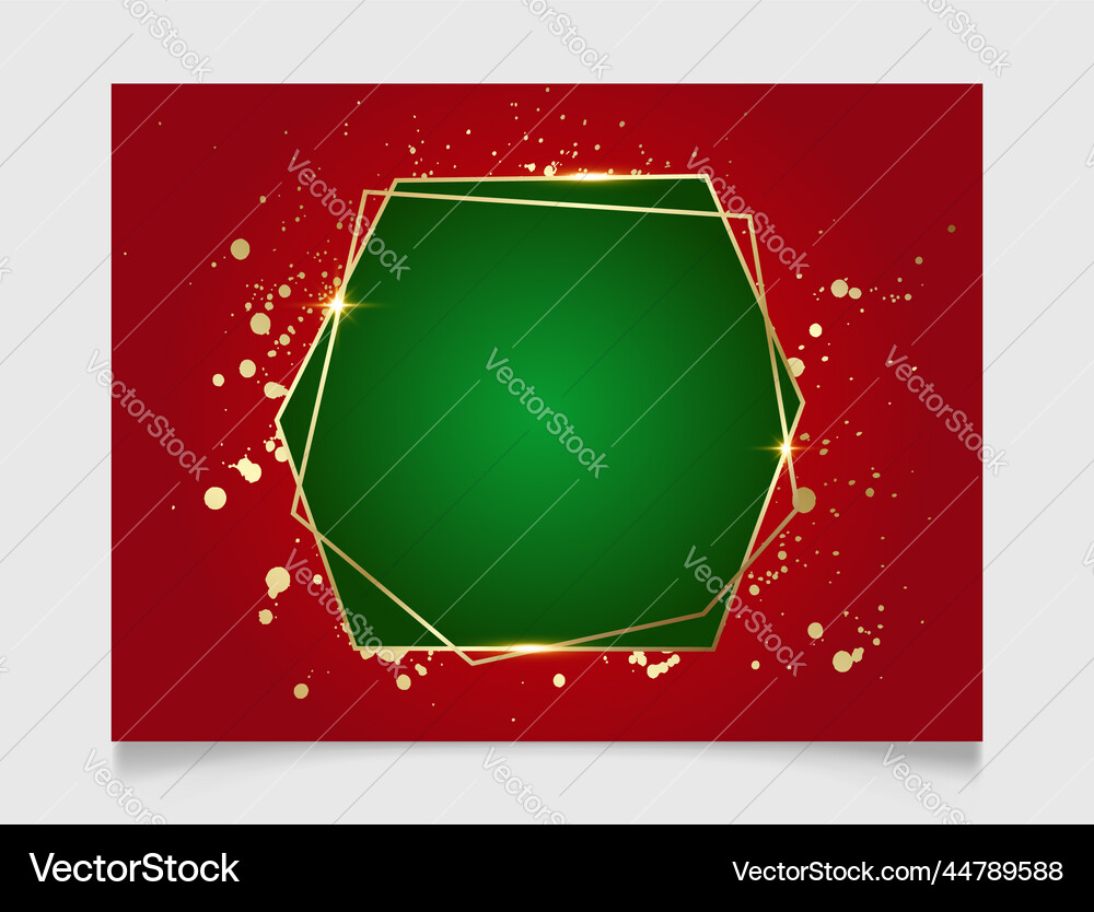 Golden shiny glowing blank christmas frame Vector Image
