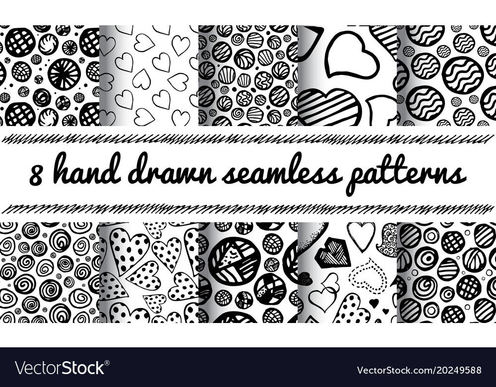 Hand drawn heart seamless pattern Royalty Free Vector Image