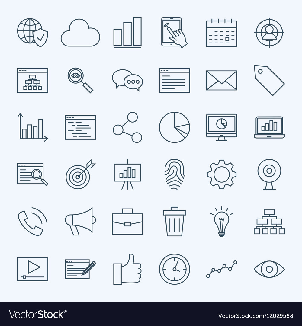 Line development icons Royalty Free Vector Image