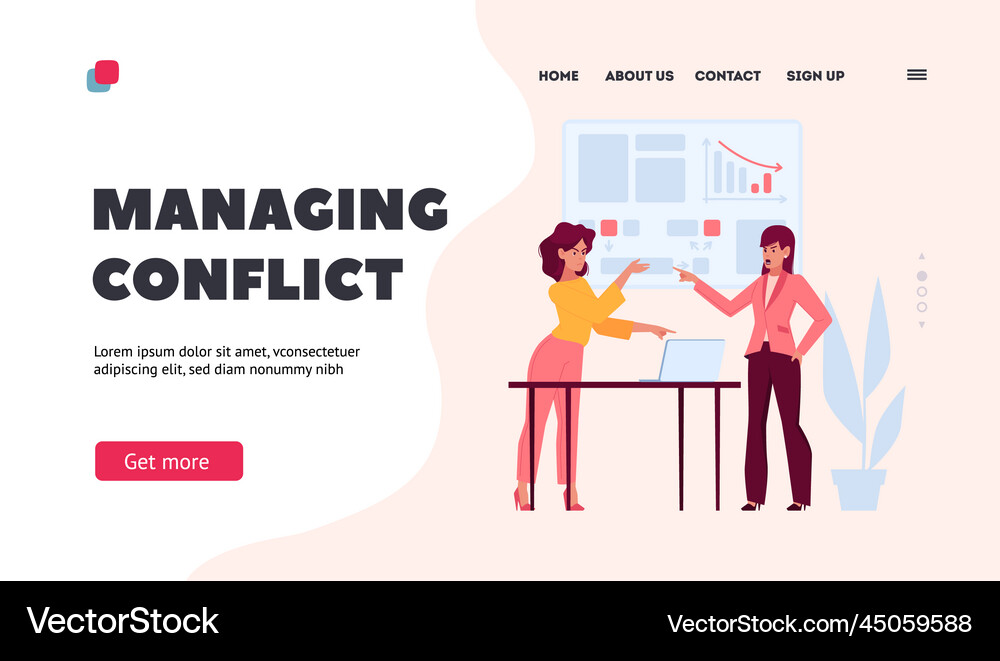 Managing conflict landing page template office Vector Image