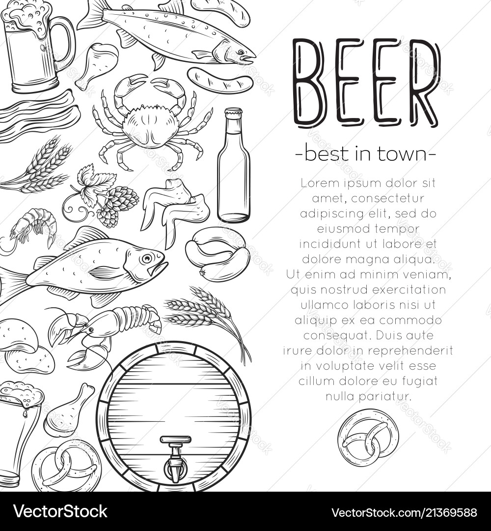Pub food and beer poster Royalty Free Vector Image