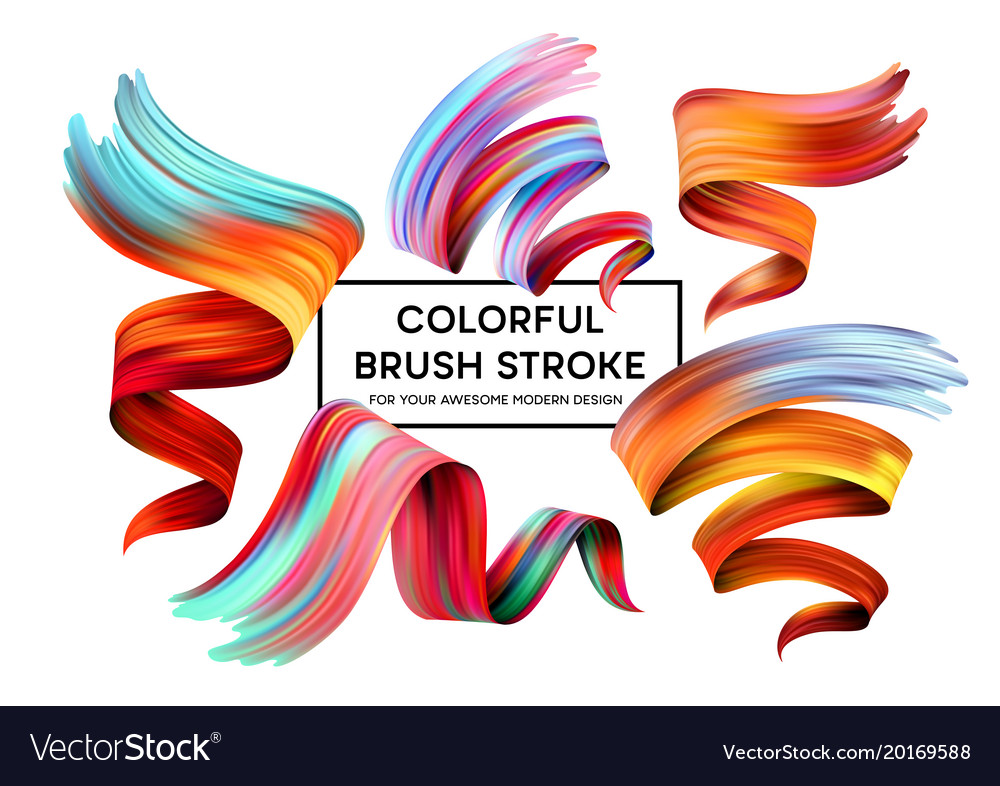 Set of colorful brush strokes modern design Vector Image