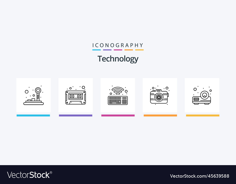 Technology line 5 icon pack including controller Vector Image