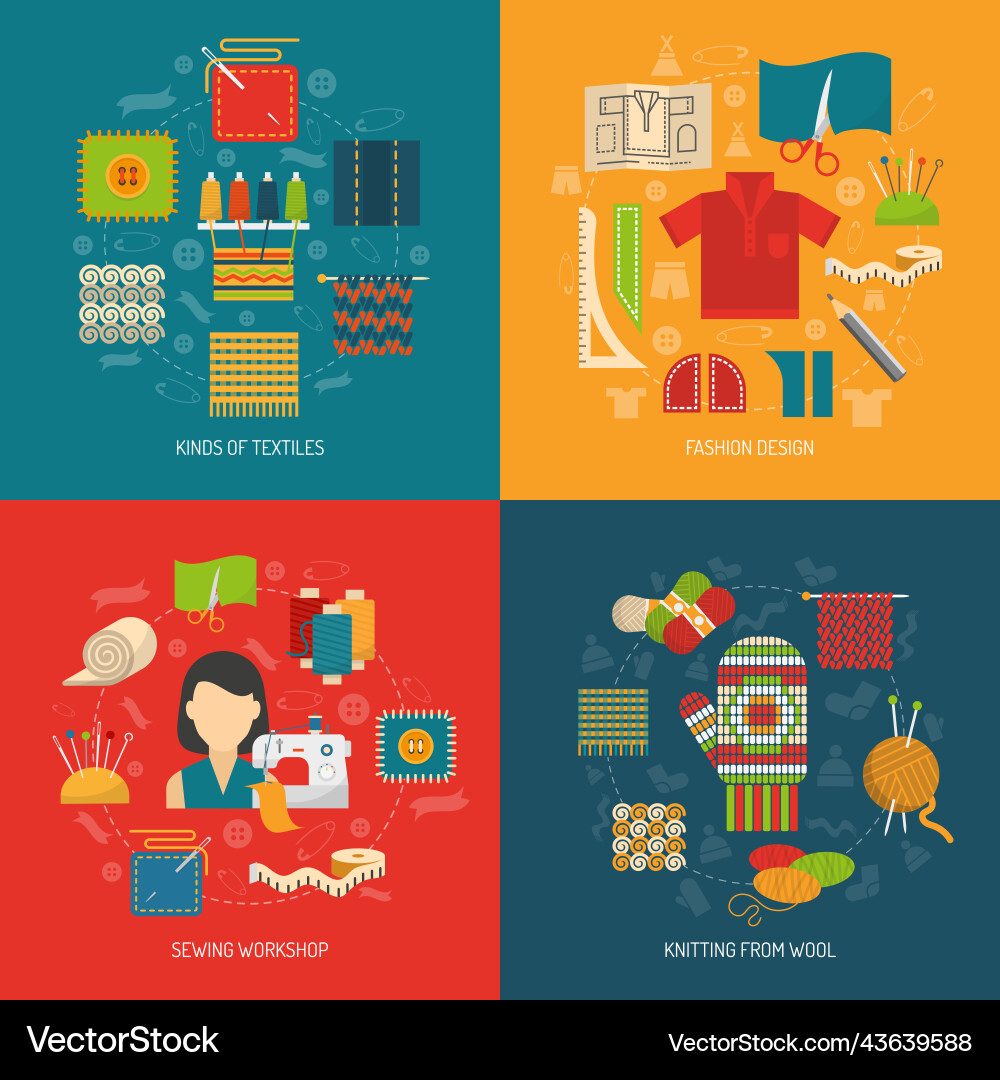 Textile concept set Royalty Free Vector Image - VectorStock