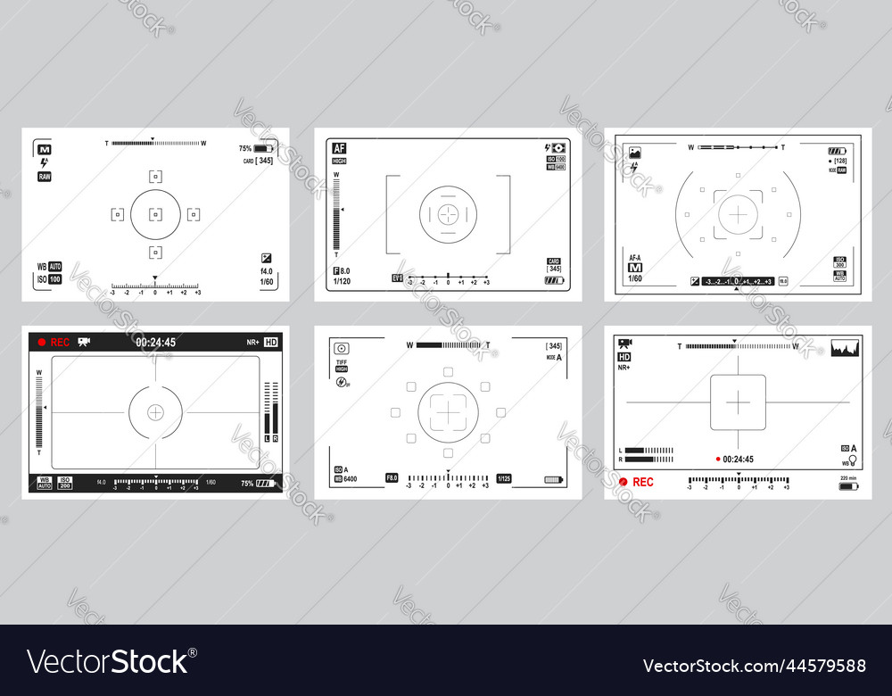 Video and photo camera display viewfinder frame Vector Image