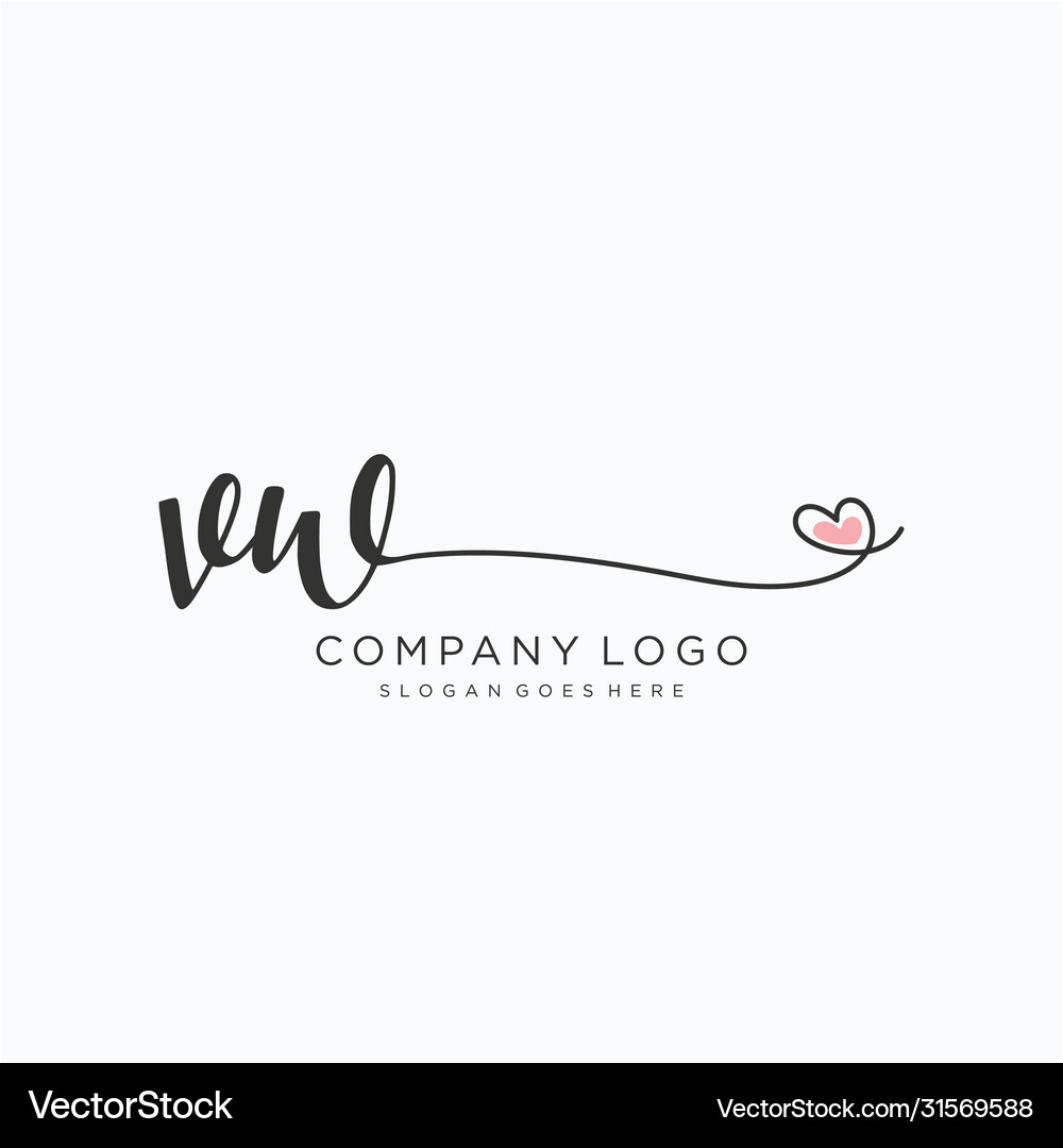 Vw initial handwriting logo design Royalty Free Vector Image