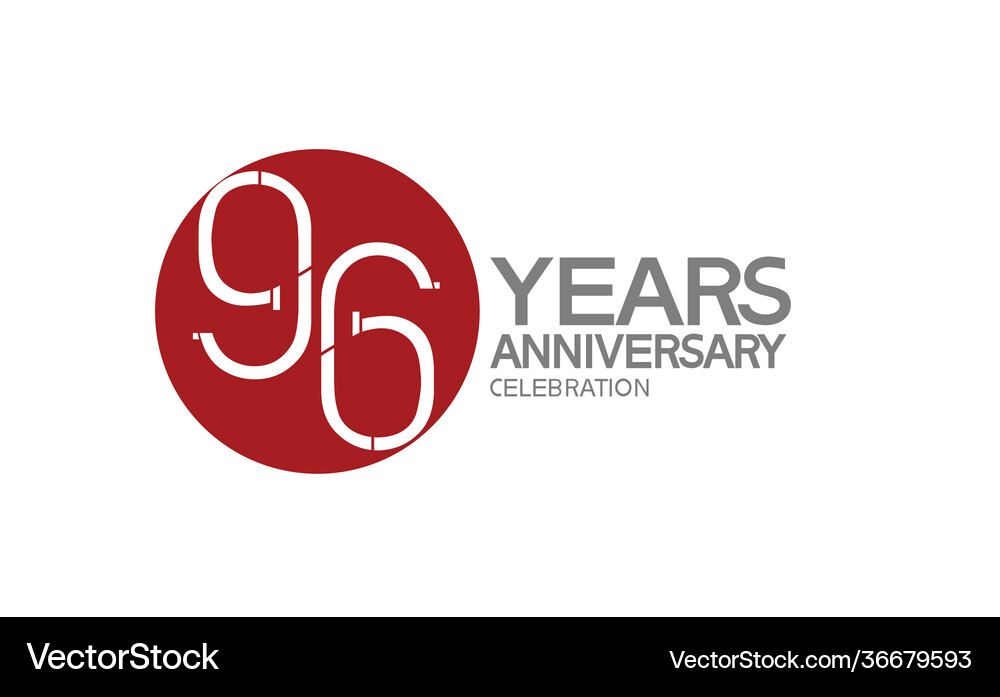 96 years anniversary logotype design with big red Vector Image