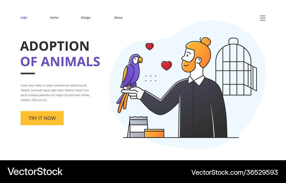 Adoption shelter animals concept with man Vector Image