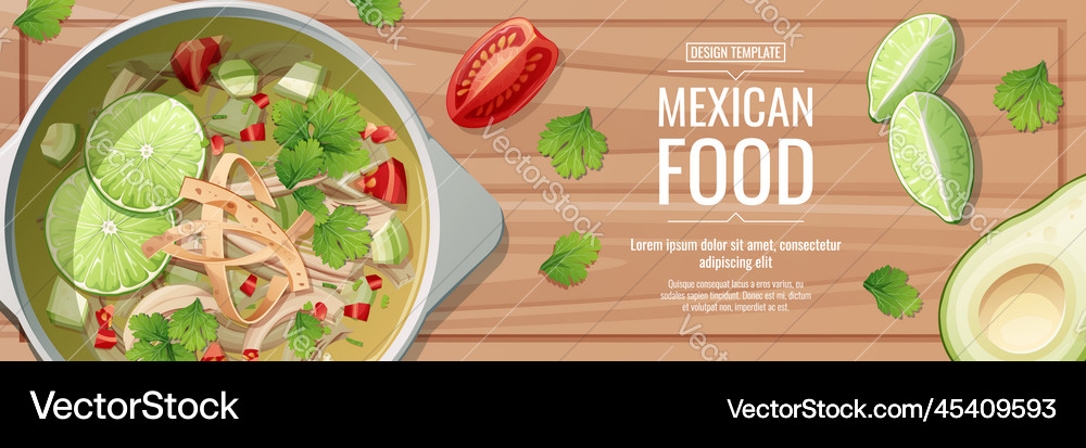 Banner with lime soup tomatoes and cilantro Vector Image