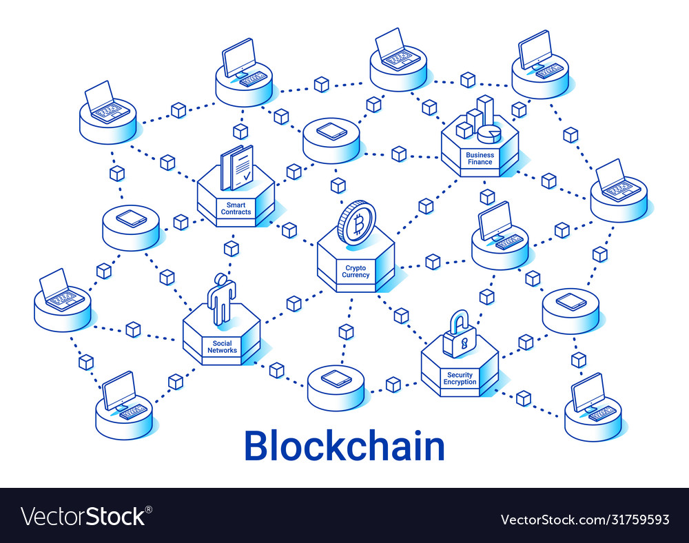 Blockchain isometric linear Royalty Free Vector Image Blockchain isometric linear Royalty Free Vector Image