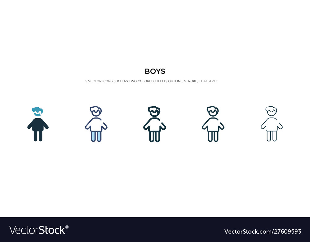 Boys icon in different style two colored Vector Image