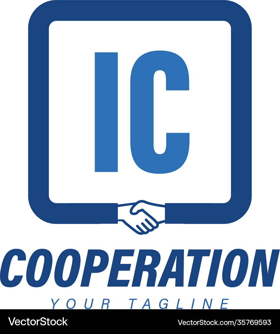 Ic letter logo design with hand shake icon modern Vector Image