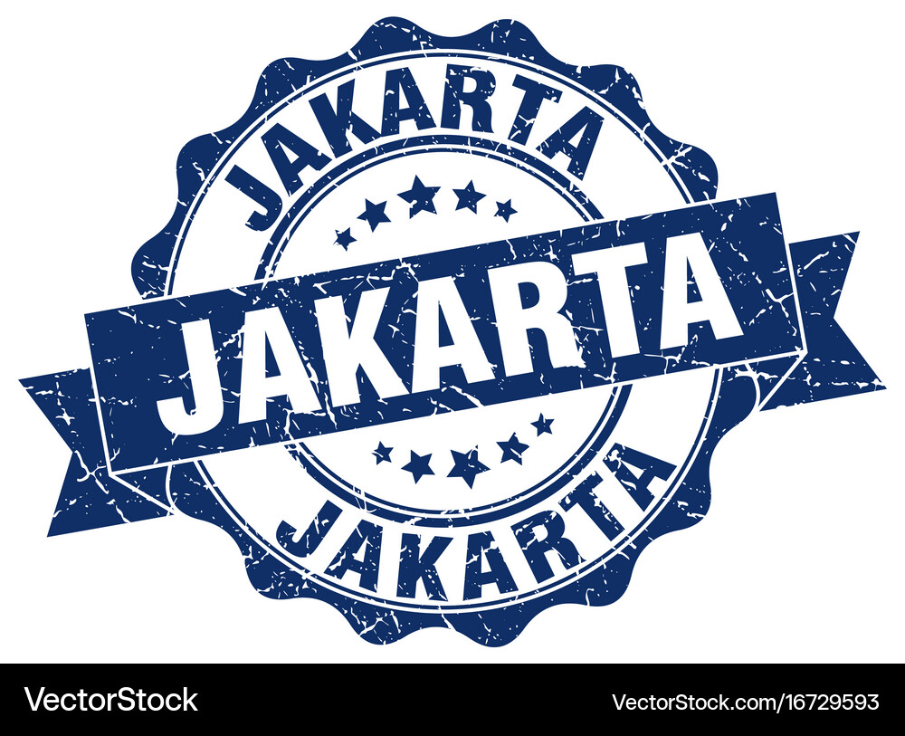 Jakarta round ribbon seal Royalty Free Vector Image