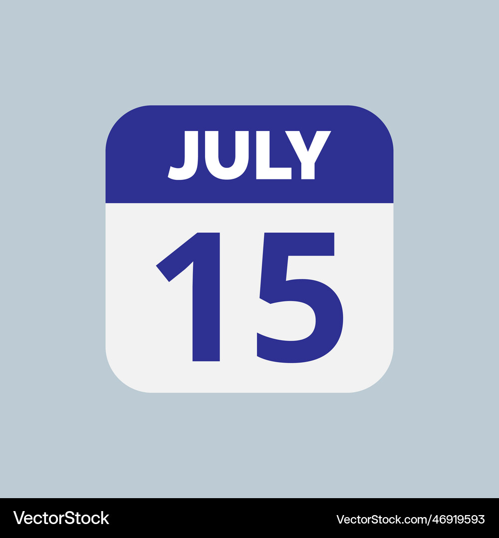 July 15 calendar date icon Royalty Free Vector Image