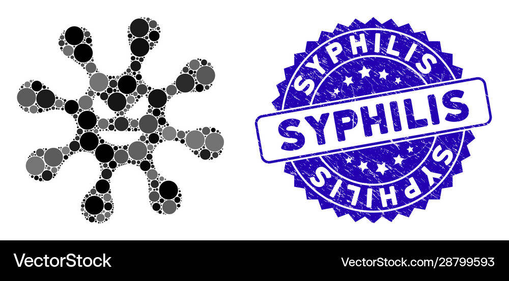 Mosaic evil bacteria icon with grunge syphilis Vector Image