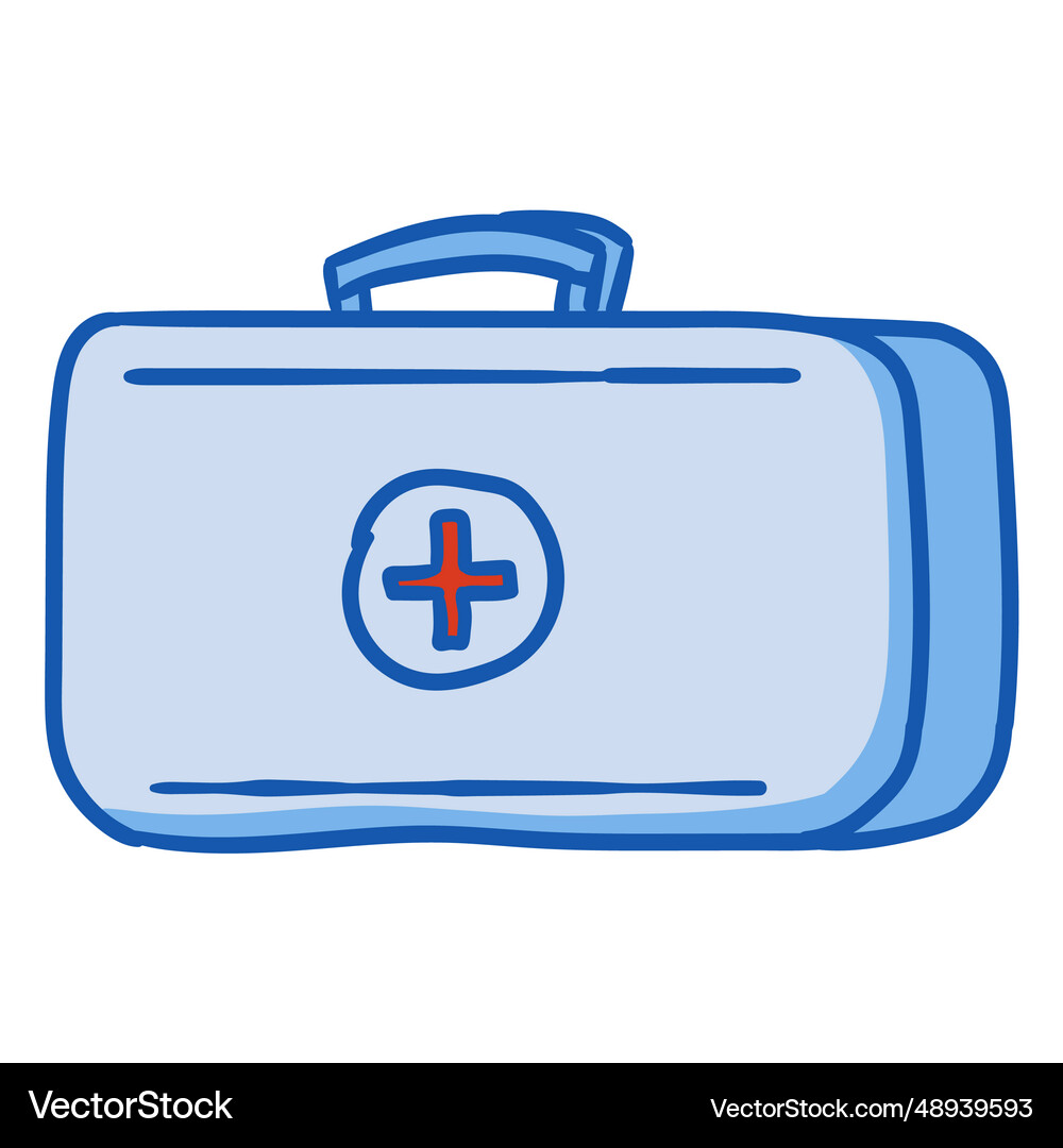 Nurse equipment first aid kit color Royalty Free Vector