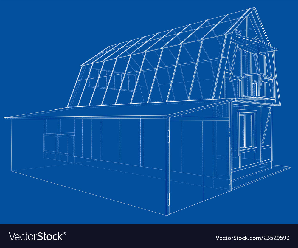Private House Sketch Rendering Of 3d Royalty Free Vector