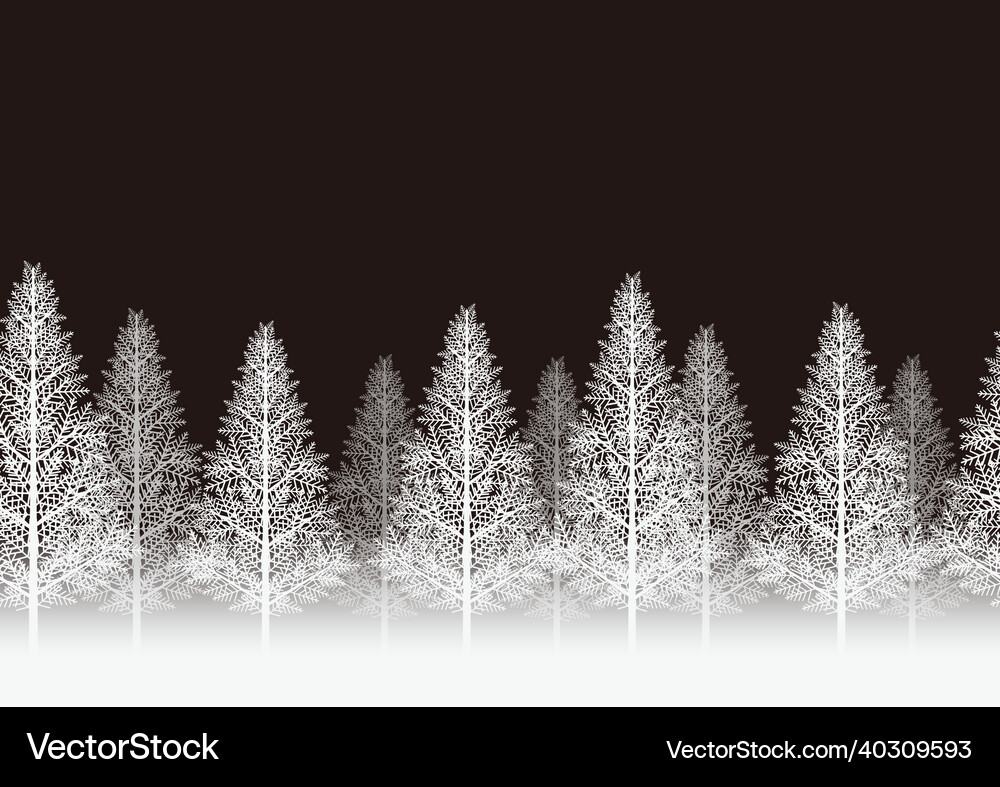 Seamless snowy forest isolated on a black bkg Vector Image