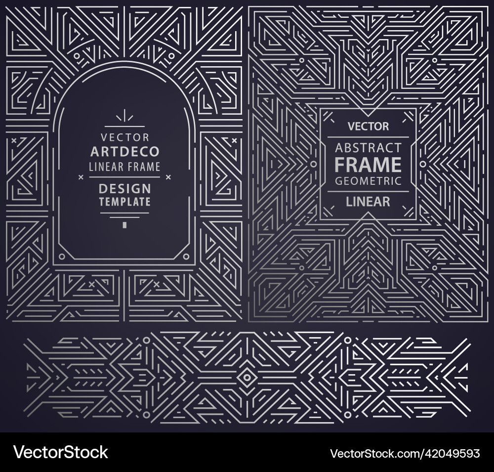 Set of art deco frame abstract geometric Vector Image