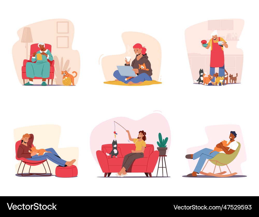 Set of caring characters providing love Royalty Free Vector