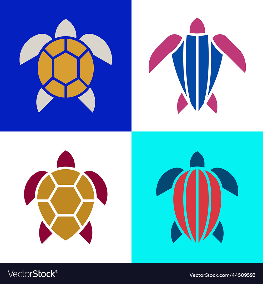 Set of sea turtle Royalty Free Vector Image - VectorStock