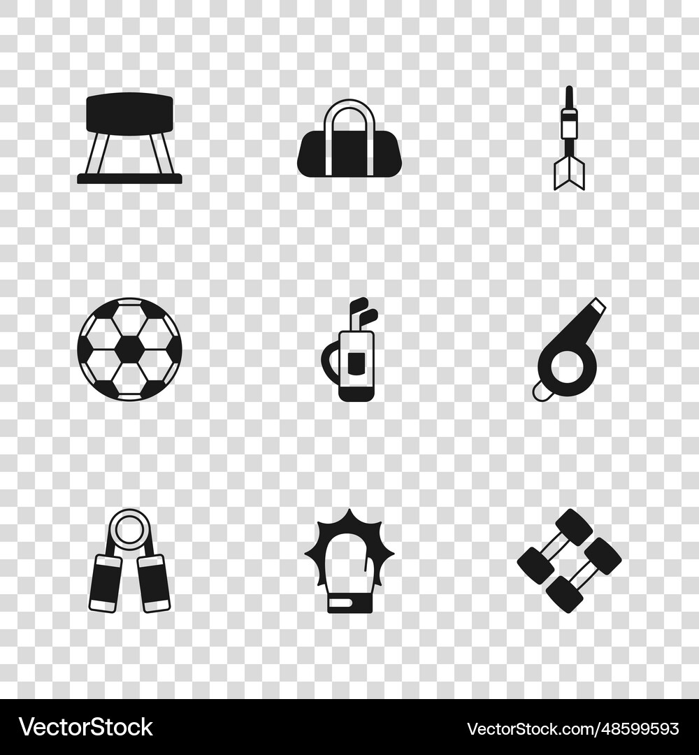 Set punch in boxing gloves whistle dumbbell Vector Image