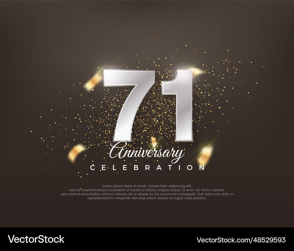 Silver metallic number 71st luxurious and elegant Vector Image