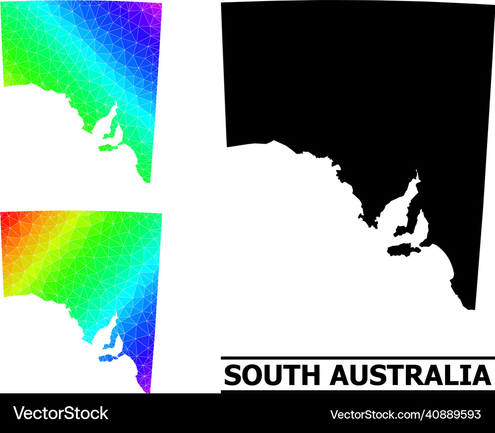 Triangle filled spectral colored map of south Vector Image