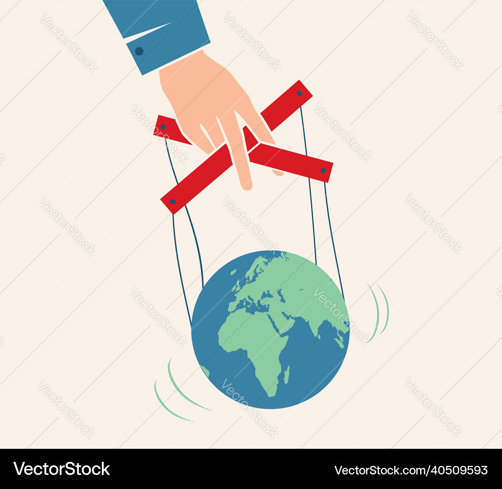 Vintage poster with hand controls earth like Vector Image