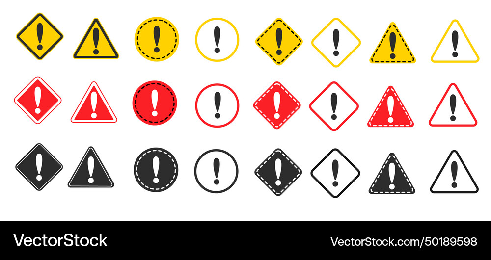 Attention sign icon warning Royalty Free Vector Image
