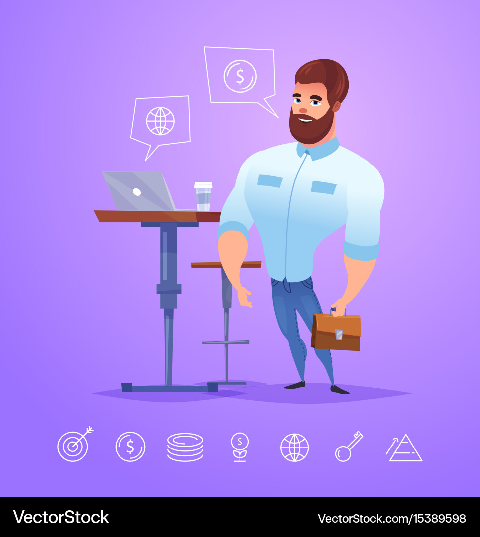 Business man character isolated Royalty Free Vector Image