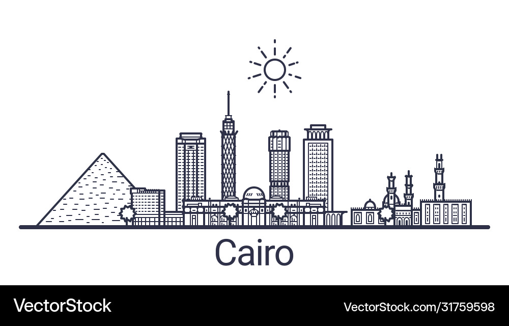 Cairo skyline banner linear style line art Vector Image