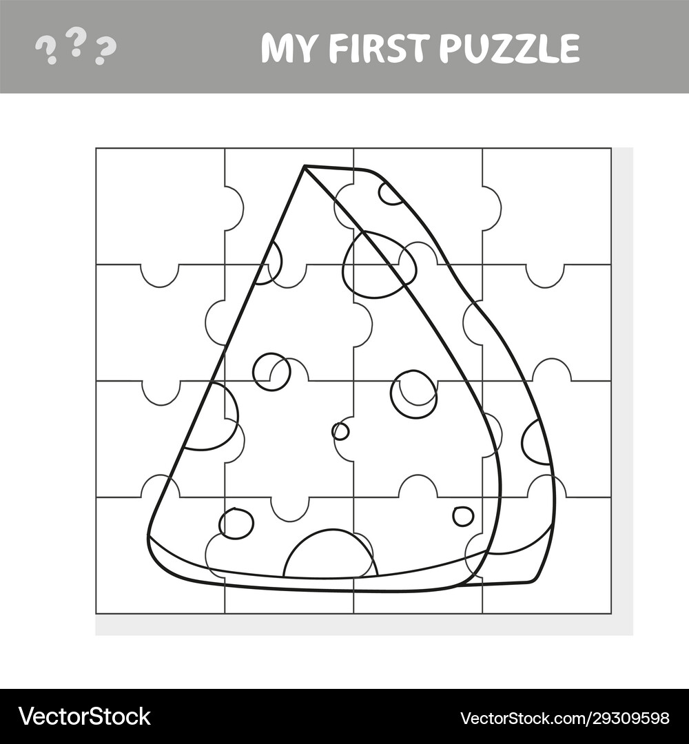 Cartoon cheese puzzle match pieces and complete Vector Image