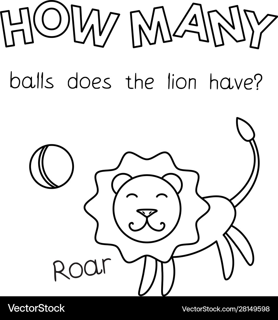 Cartoon lion counting game coloring book Vector Image