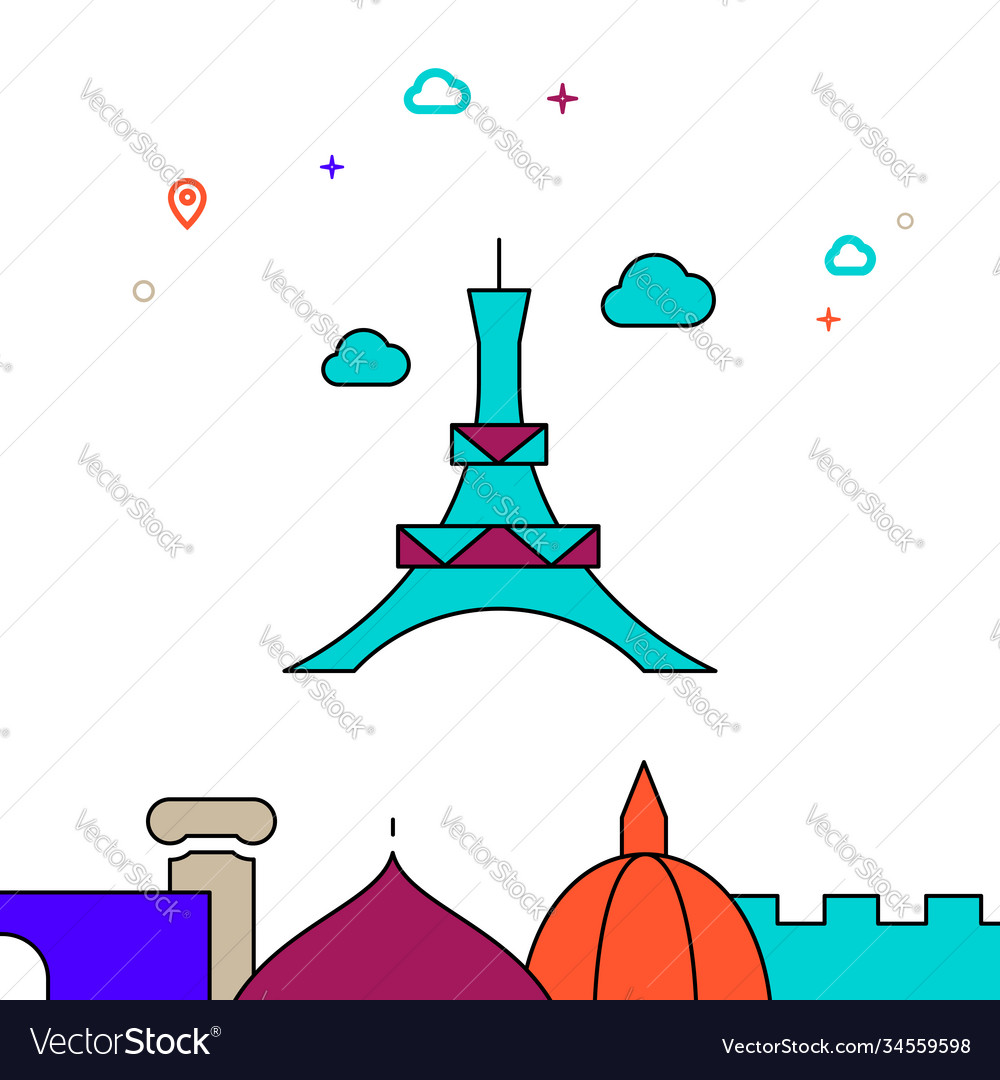 Eiffel tower paris filled line icon simple Vector Image