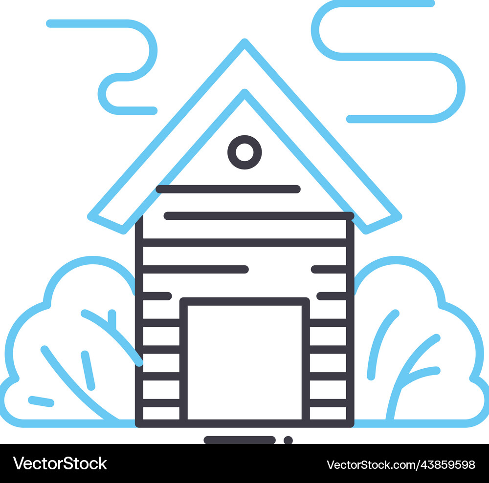 Forest hut line icon outline symbol Royalty Free Vector